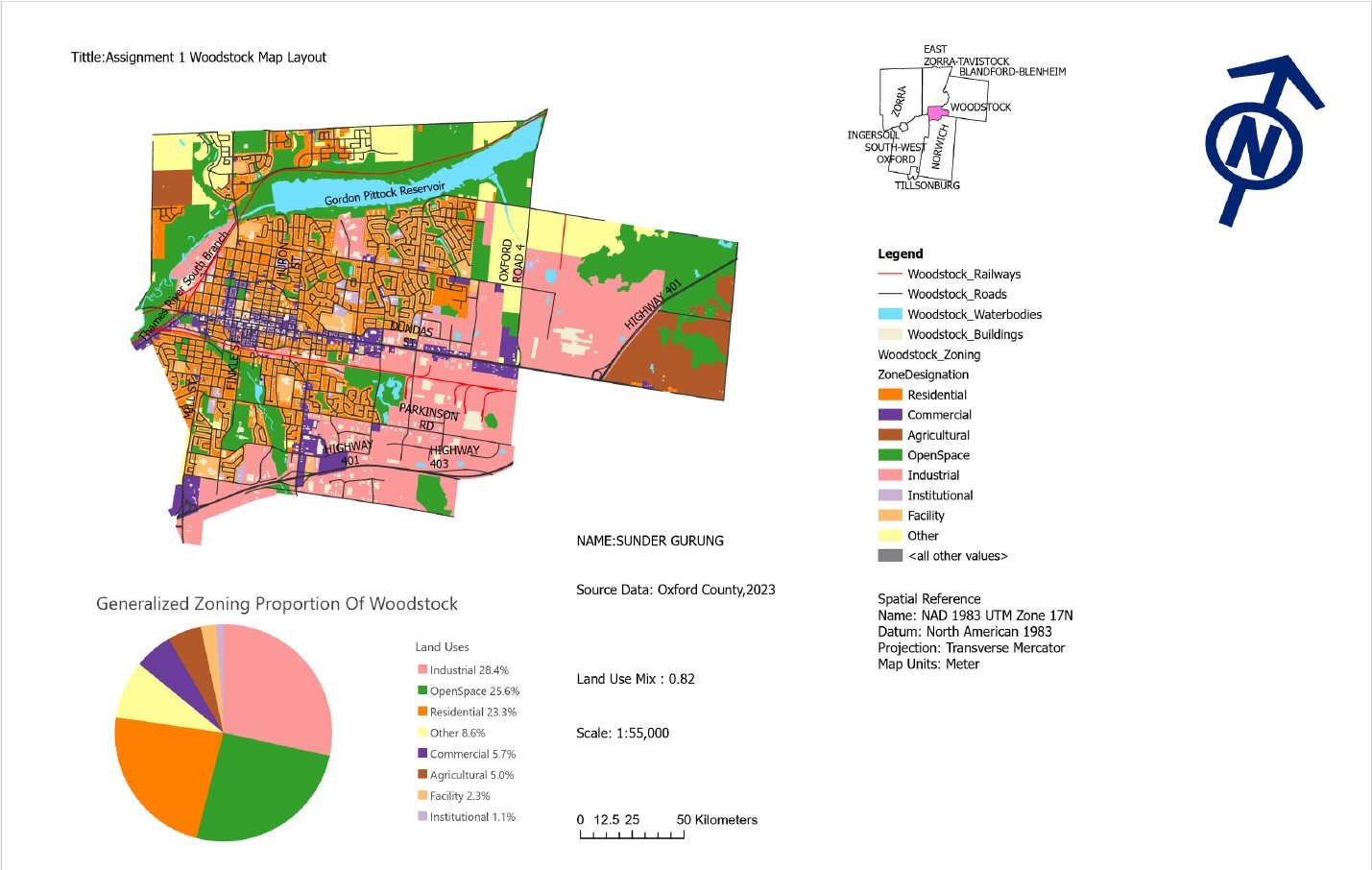 Land Use Mix Of Woodstock Municipality. | Spatialnode